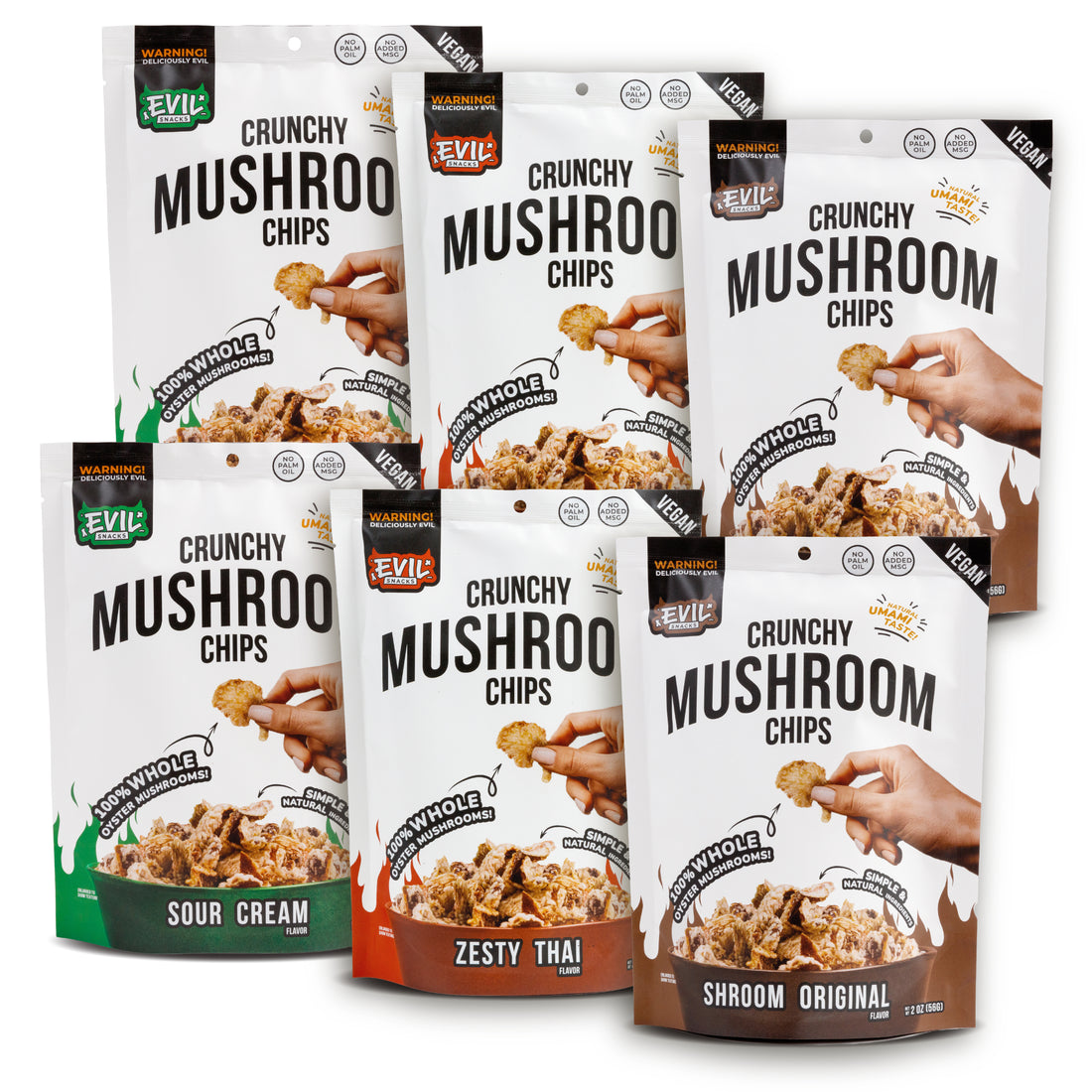 Crunchy Mushroom Chips - Variety Pack – Evil Snacks